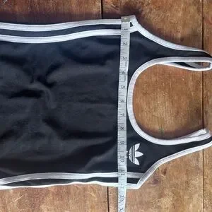 adidas | Tops | Adidas Black Onepiece With Light Blue Trim Coton Blend ...